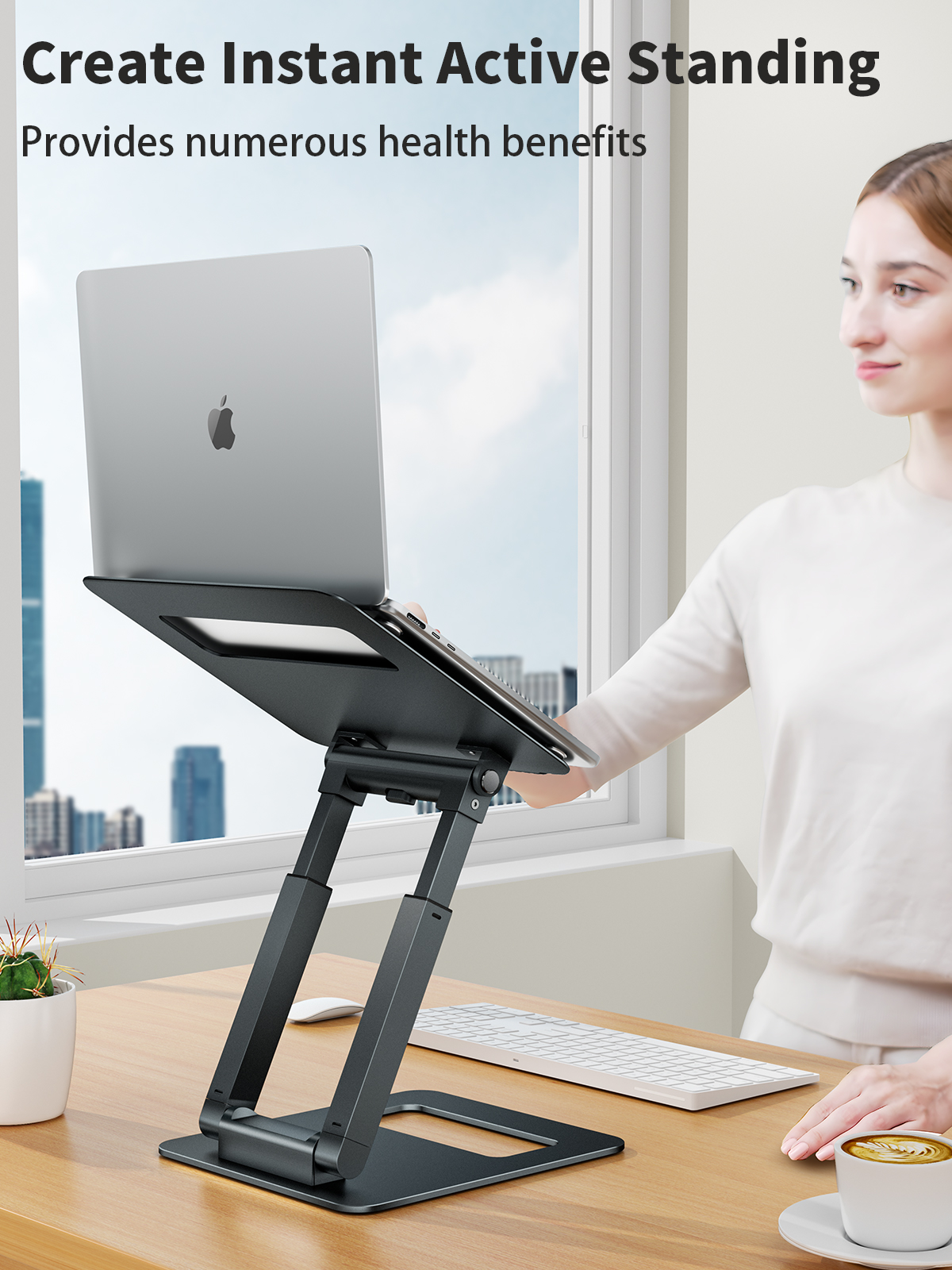 tounee Laptop Stand for Desk Adjustable Height, Telescopic 360 Rotating ...